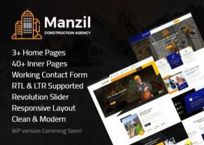 Manzil Theme WP GPL – Construction And Building WordPress Theme V-2.3 ...